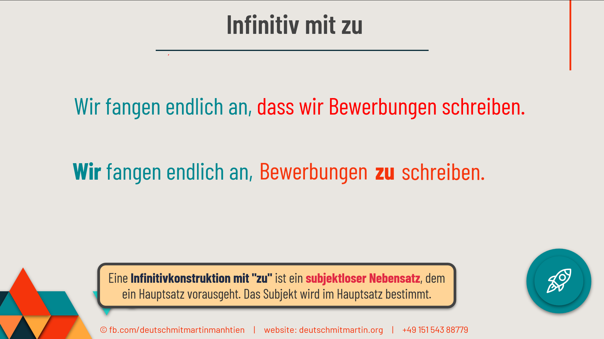 Infinitiv mit zu – Deutsch mit Martin